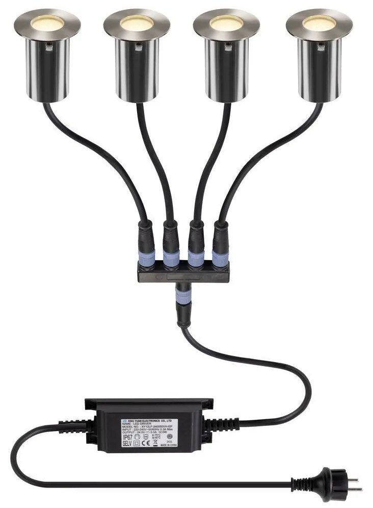 LA 1008841 TRAIL-LITE® 60 sada 4 svítidel do země, 3000 K, IP67, kulatá, nerezová ocel / hliník - BIG WHITE (SLV)