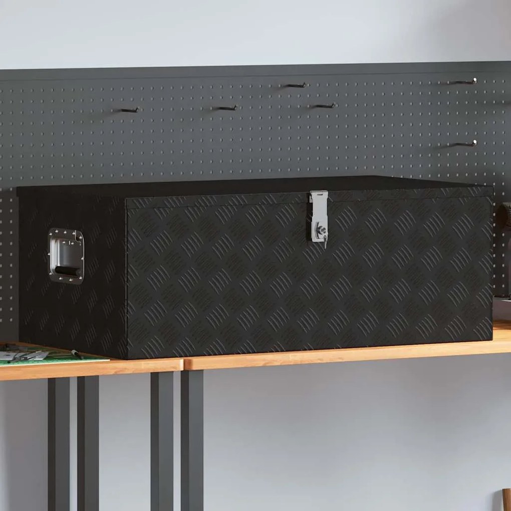 Úložný box černý 100 x 55 x 37 cm hliník 152257