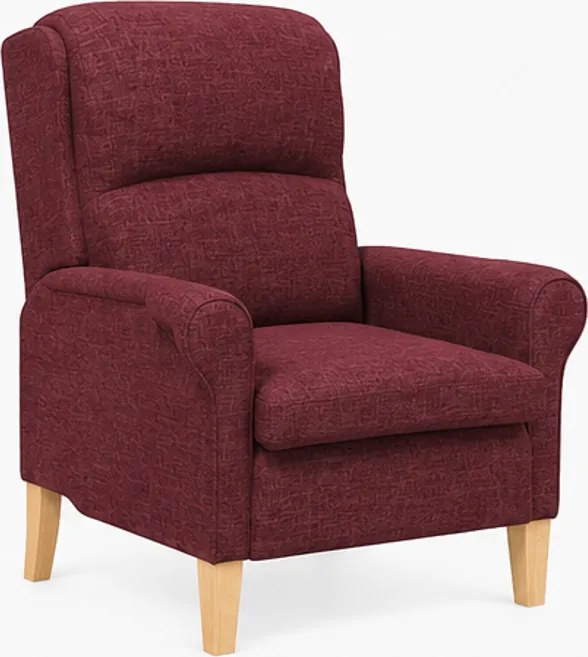 křeslo relaxační, odpočinkové, ušák, dřevo/textil, 101x95x75 cm, přírodní/vínová, Dekorino KR20260037