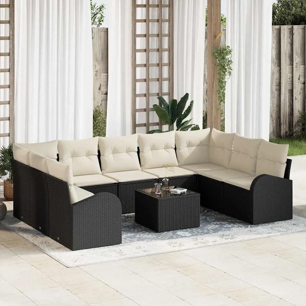 Set pohovek 10 ks Černá [Syntetika]: Poly Ratan 3346207