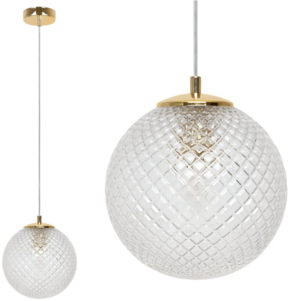 Závěsné svítidlo Cannes, 1x čiré skleněné stínítko (fi 20 cm), G