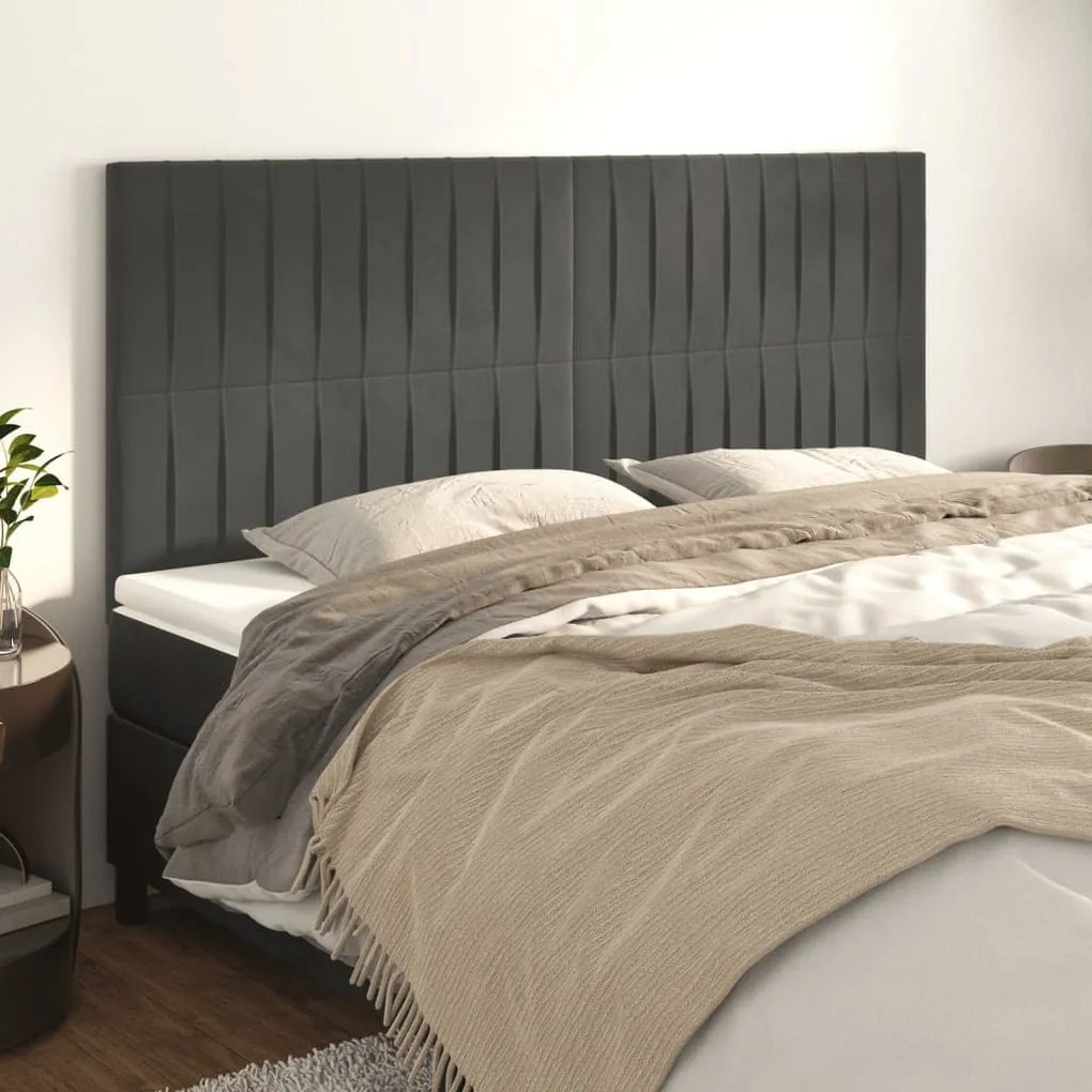 Čelo postele tmavě šedé 160x5x118/128 cm sametové 3116625