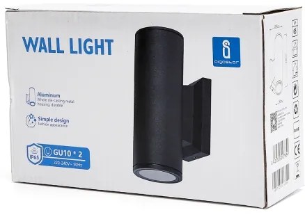 Aigostar - Venkovní nástěnné svítidlo 2xGU10/35W/230V černá IP65 kulatý