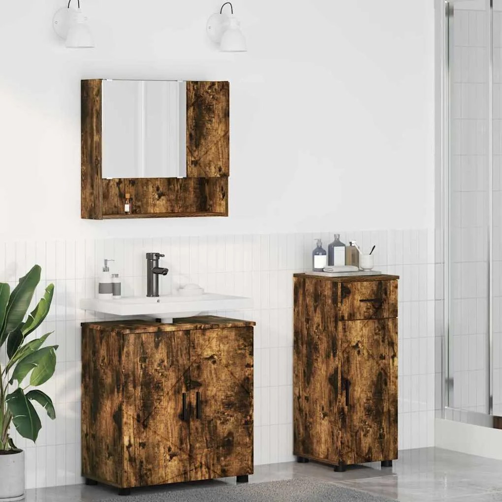 Sada koupelnového nábytku 3 ks Kouřový dub 61 x 35 x 64 cm 3392958