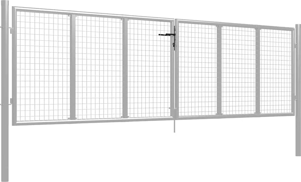 Zahradní brána pozinkovaná ocel 400 x 100 cm stříbrná 144299