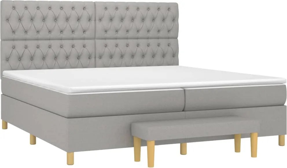 Box spring postel s matrací světle šedá 200 x 200 cm textil 3137421