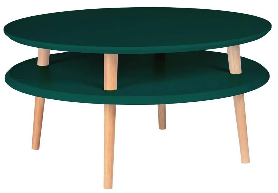 Ragaba Konferenční stolek Iram Big, 70x70x45 cm, lahvově zelená/přírodní