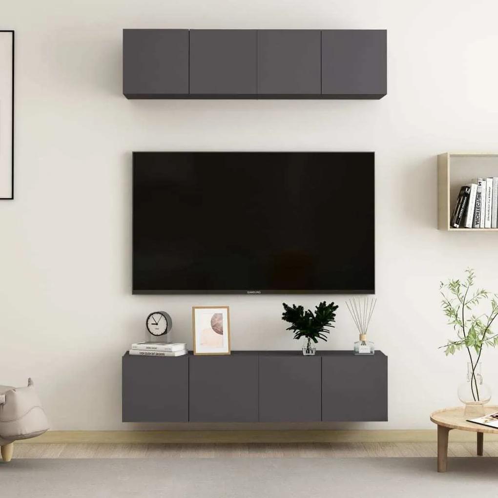 vidaXL TV skříňky 4 ks 60 x 30 x 30 cm dřevotříska [3078744] Barva: bílá s vysokým leskem