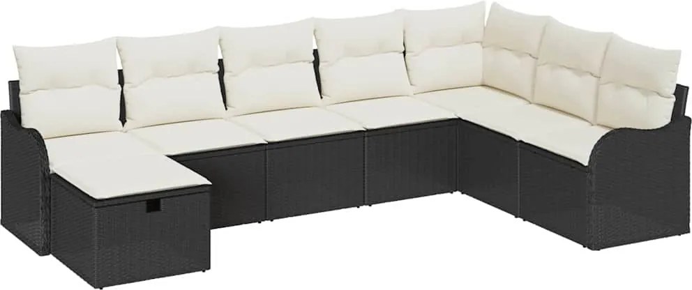 Set pohovek 8 ks 8-Počet míst Černá a krémová polyratan 3359026