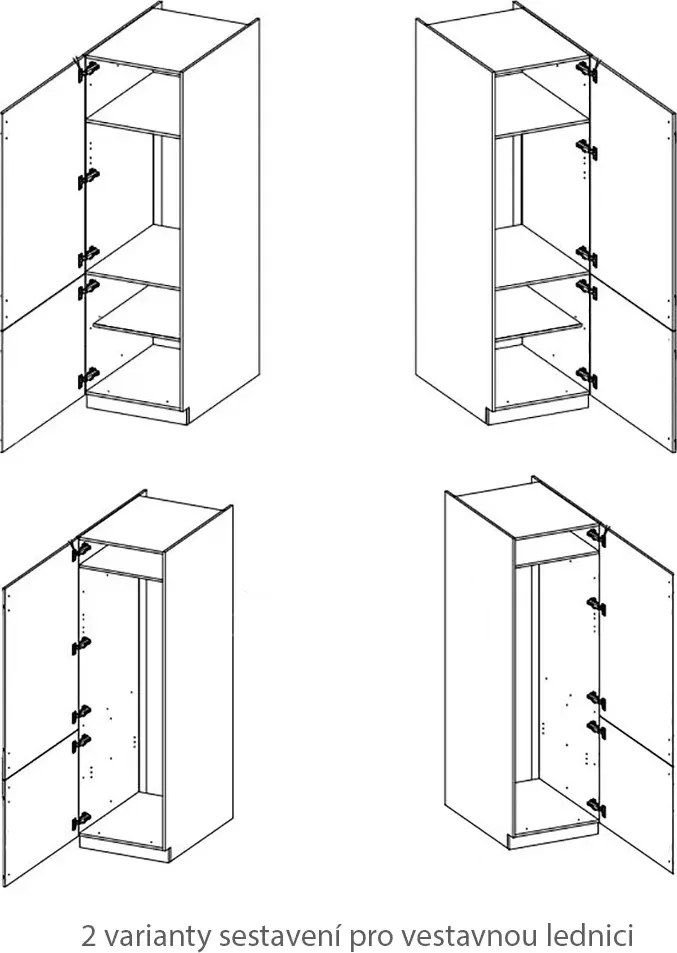 SOLEA k | vysoká skříňka 60 LO-210 2F na vestavnou lednici | 60 cm | UNI dvířka | artisan/kašmír | VÝBĚR ÚCHYTŮ