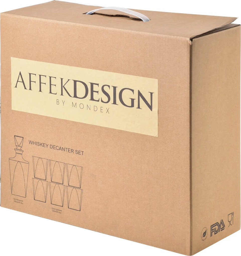 Likérová sada 6 skleniček a karafy se zabroušeným hrdlem EVA TRIANGLE 280ml/780ml čirá