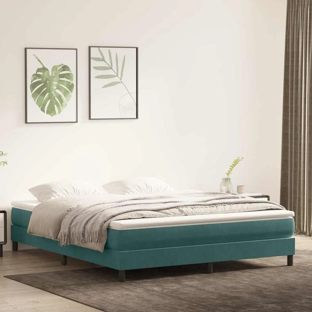 Postel Box Spring bez matrace tmavě zelená 180x220 cm samet 3315888