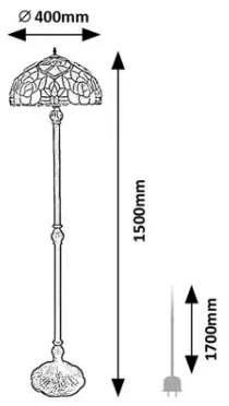Brilagi - Tiffany vitrážová stojací lampa GARLAN 2xE27/60W/230V
