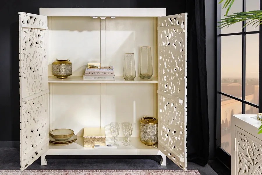 Designová vysoká komoda Felicita 140 cm bílé mango