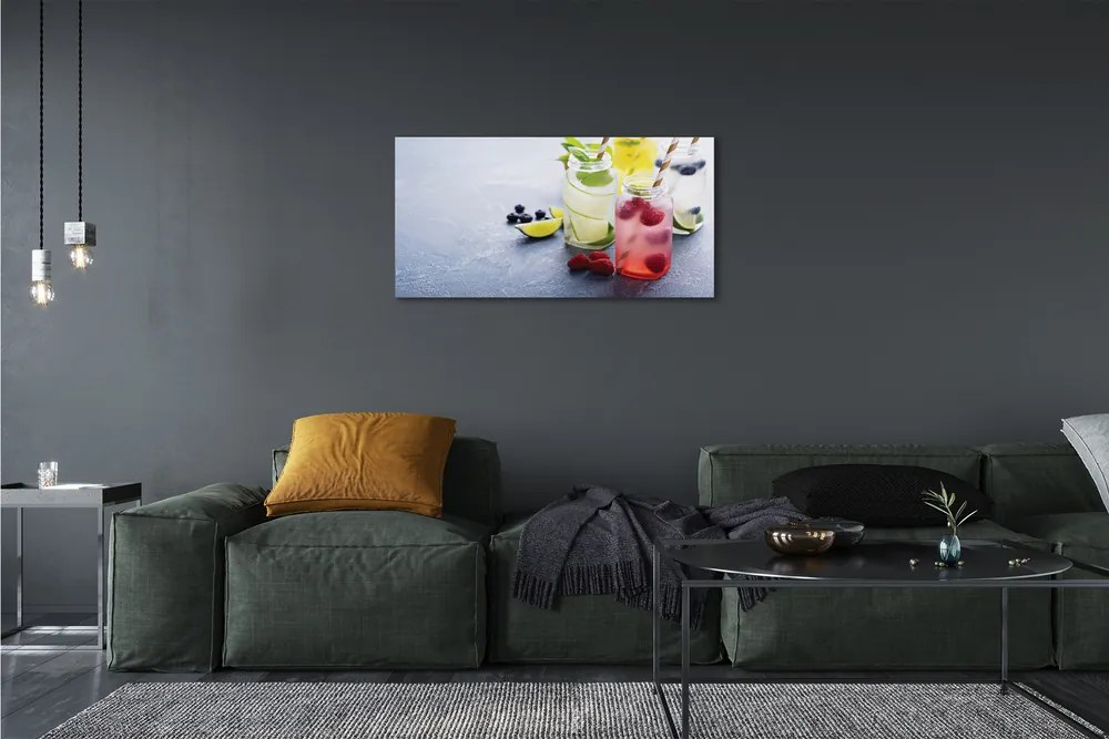Obrazy na plátně Koktejl malina vápno citron 125x50 cm