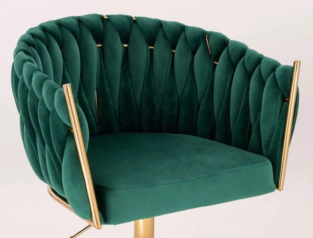 LuxuryForm DESIGN Otočná židle NORDEN VELUR na zlatém kříži - zelená