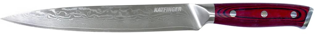 KATFINGER | Damaškový nůž na maso 8" (20cm) | červený | KF203