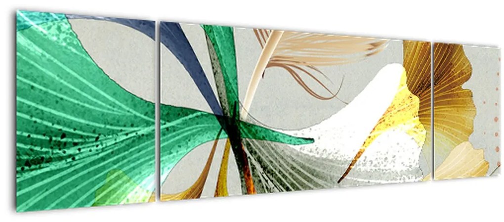 Obraz - Listy s peříčkem (170x50 cm)