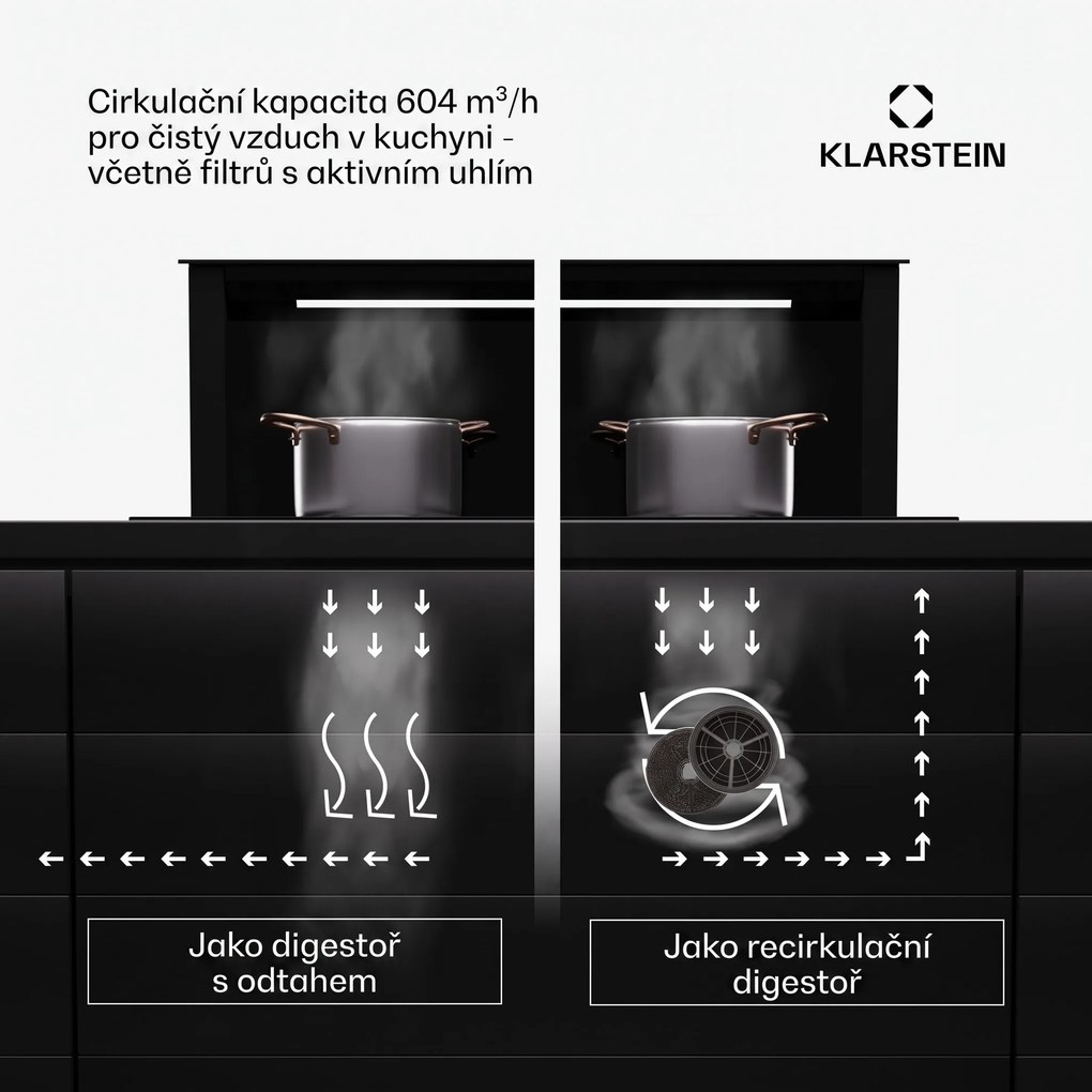 Klarstein Royal Flush Eco 75, digestoř, 75 cm, 714 m³/h, EEK A++