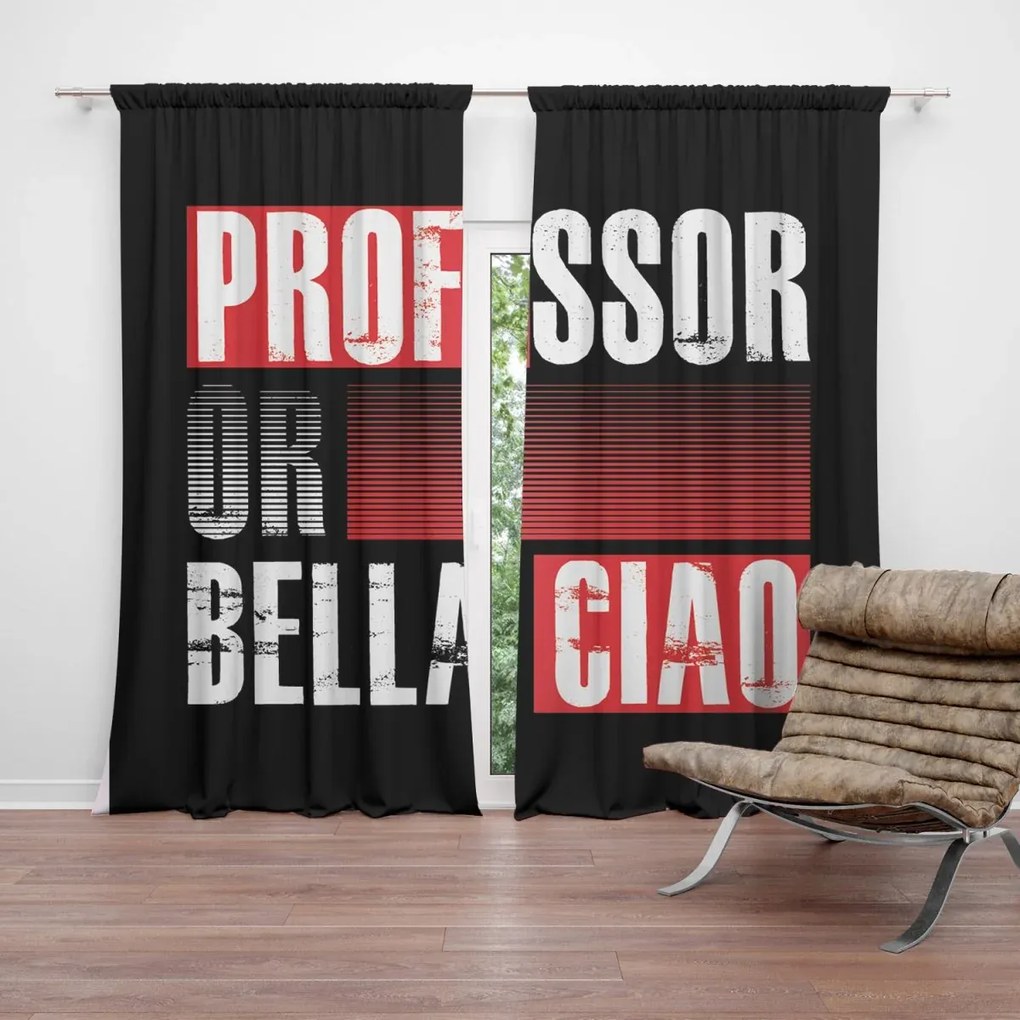 Sablio Závěs La Casa de Papel Professor or Bella Ciao motiv 3: 2ks 140x250cm