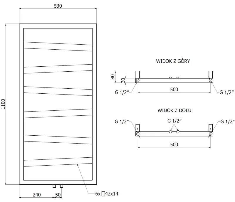 Mexen, Mexen Zoom dekorativní koupelnový radiátor 1100 x 530 mm, 376 W, bílý - W130-1100-530-00-20