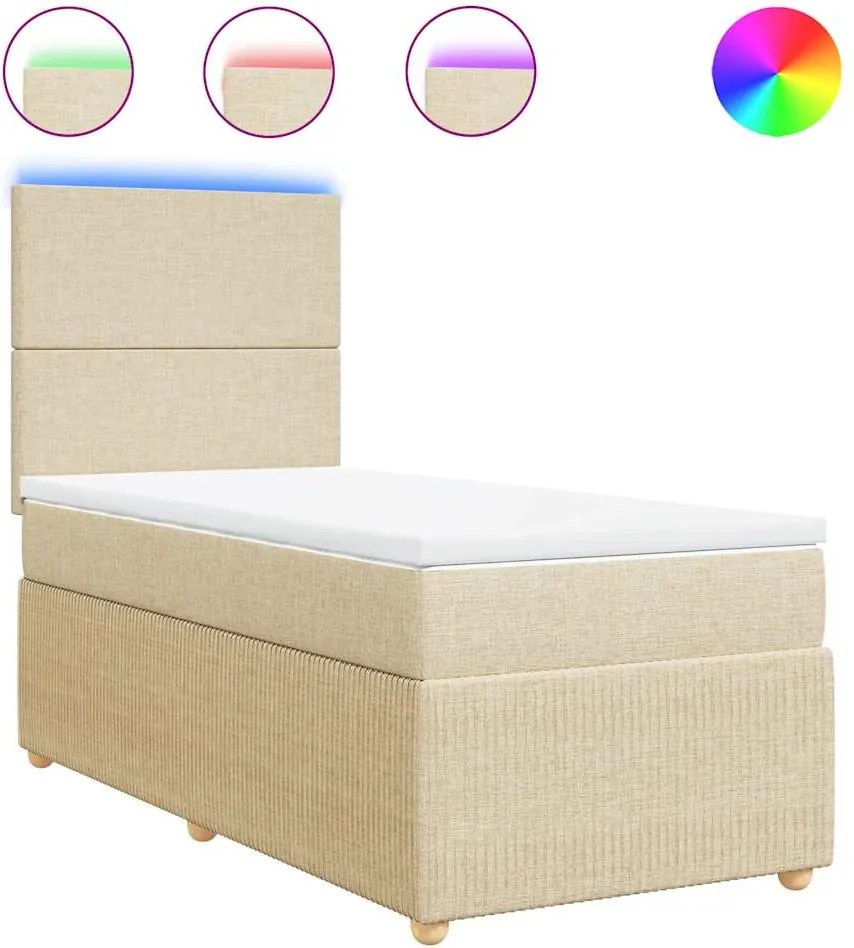 Box spring postel s matrací krémová 90x200 cm textil 3294237