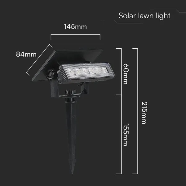 LED Solární svítidlo LED/0,9W/3,7V 3000K IP65 1200 mAh černá