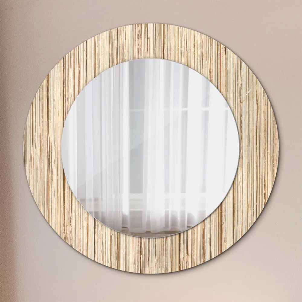 Kulaté dekorativní zrcadlo na zeď Bambusová sláma fi 50 cm