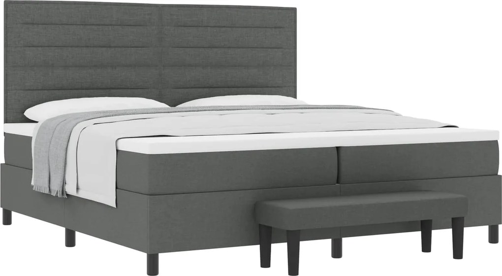 Postel s boxspringem s matrací Tmavě šedá 200 x 200 cm textil 3344017