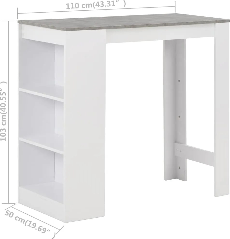 Barový stůl s regálem bílý 110 x 50 x 103 cm 280214