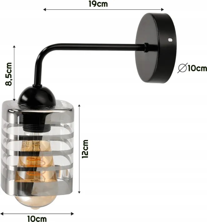 Skleněná nástěnná lampa LED nad zrcadlem E27 LOFT