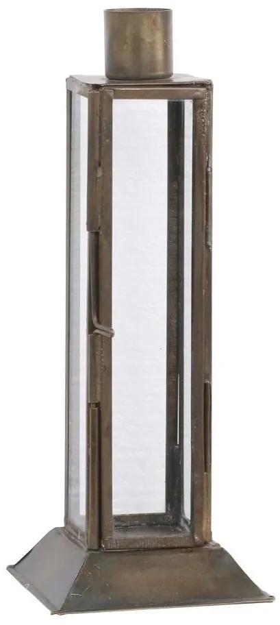 Mosazný antik kovový svícen na úzkou svíčku Forei  - 6.5*6.5*19cm