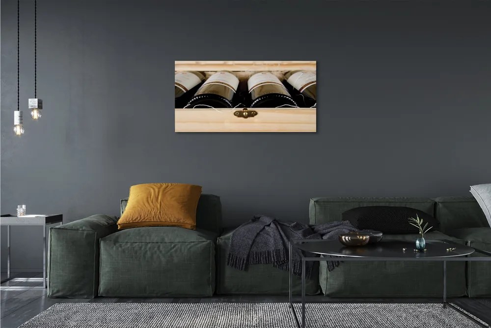 Obrazy na plátně Láhve vína v krabici 120x60 cm