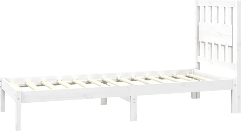 Rám postele bílý masivní borovice 75 x 190 cm malé jednolůžko 3103894