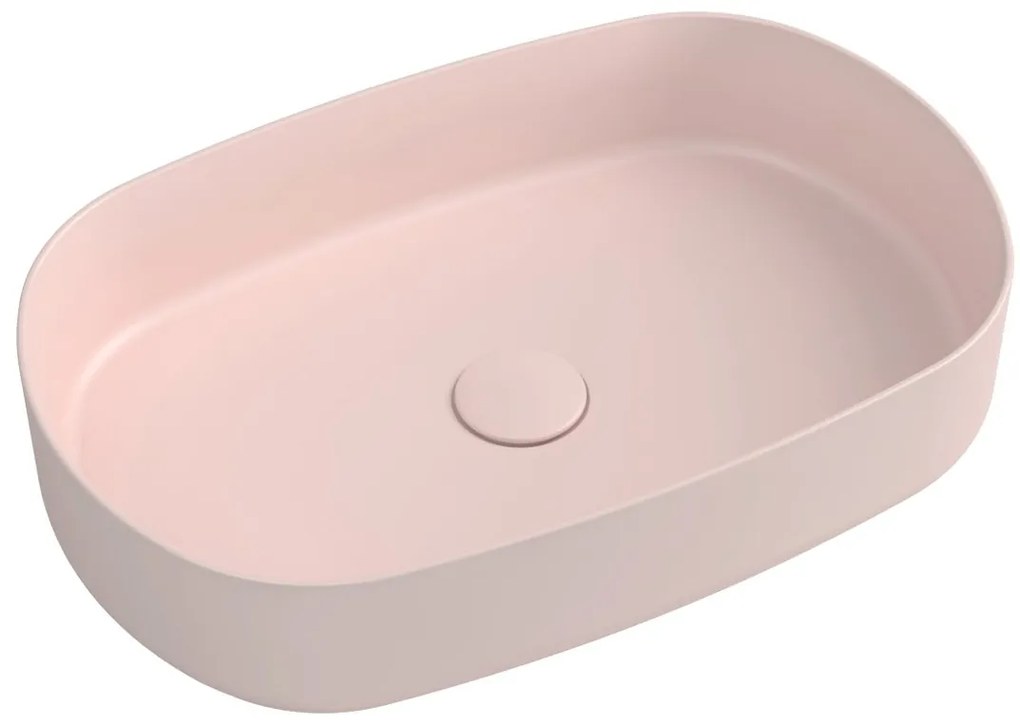 Isvea Sapho INFINITY OVAL keramické umyvadlo na desku 55 x 36 cm růžová Salmon 10NF65055-2S