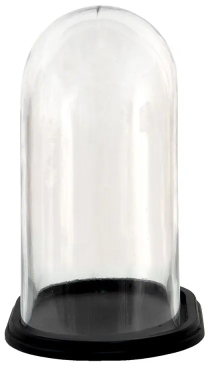 Černý dřevěný oválný podnos se skleněným poklopem Ricard – 27x19x30 cm