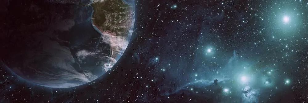 Obraz vesmír a zeměkoule - 120x40 cm