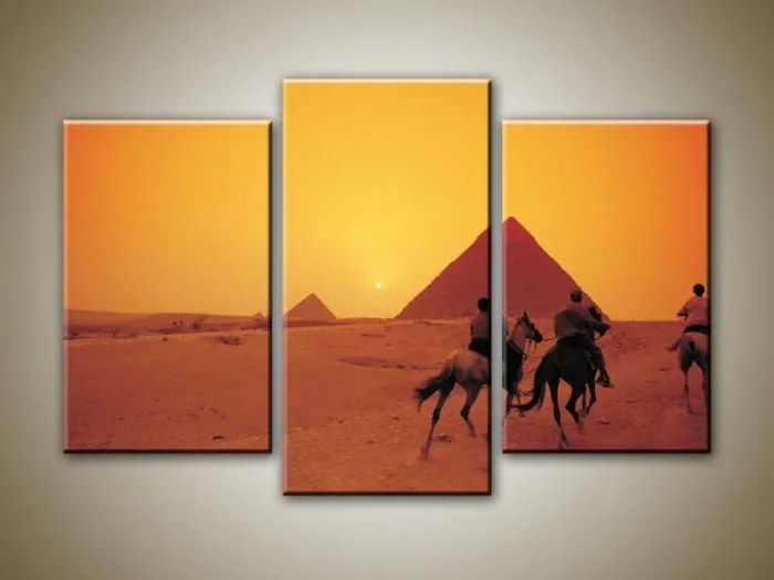Xdecor Pyramidy Gíza (75 x 50 cm) - Třídílný obraz