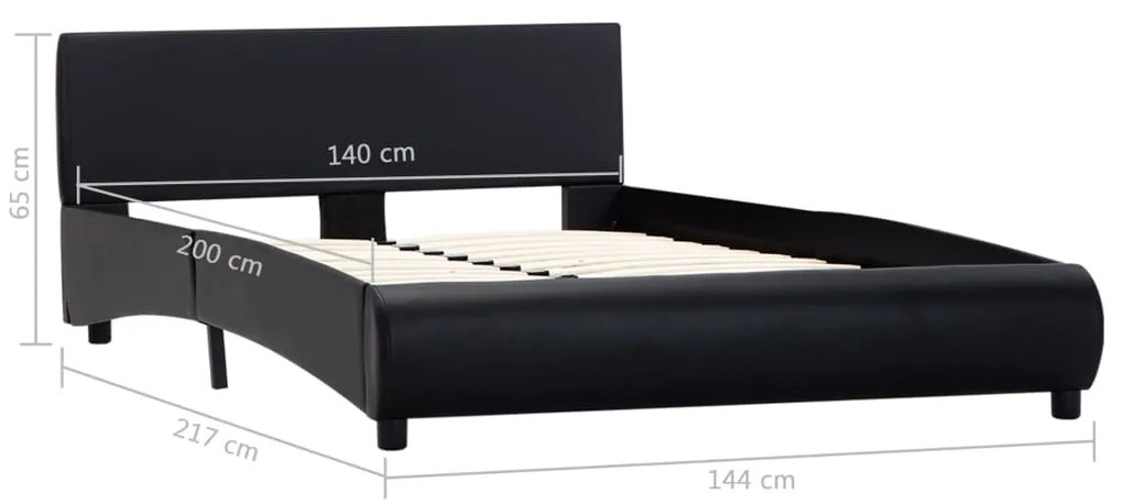 vidaXL Marketos Rám postele s LED světlem černý umělá kůže 140 x 200 cm