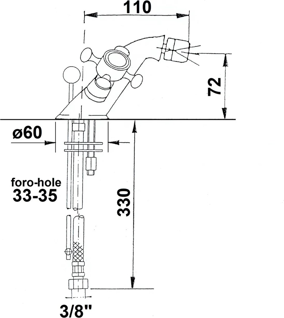 Reitano Rubinetteria, ANTEA stojánková bidetová baterie s výpustí, chrom/zlato, 3182