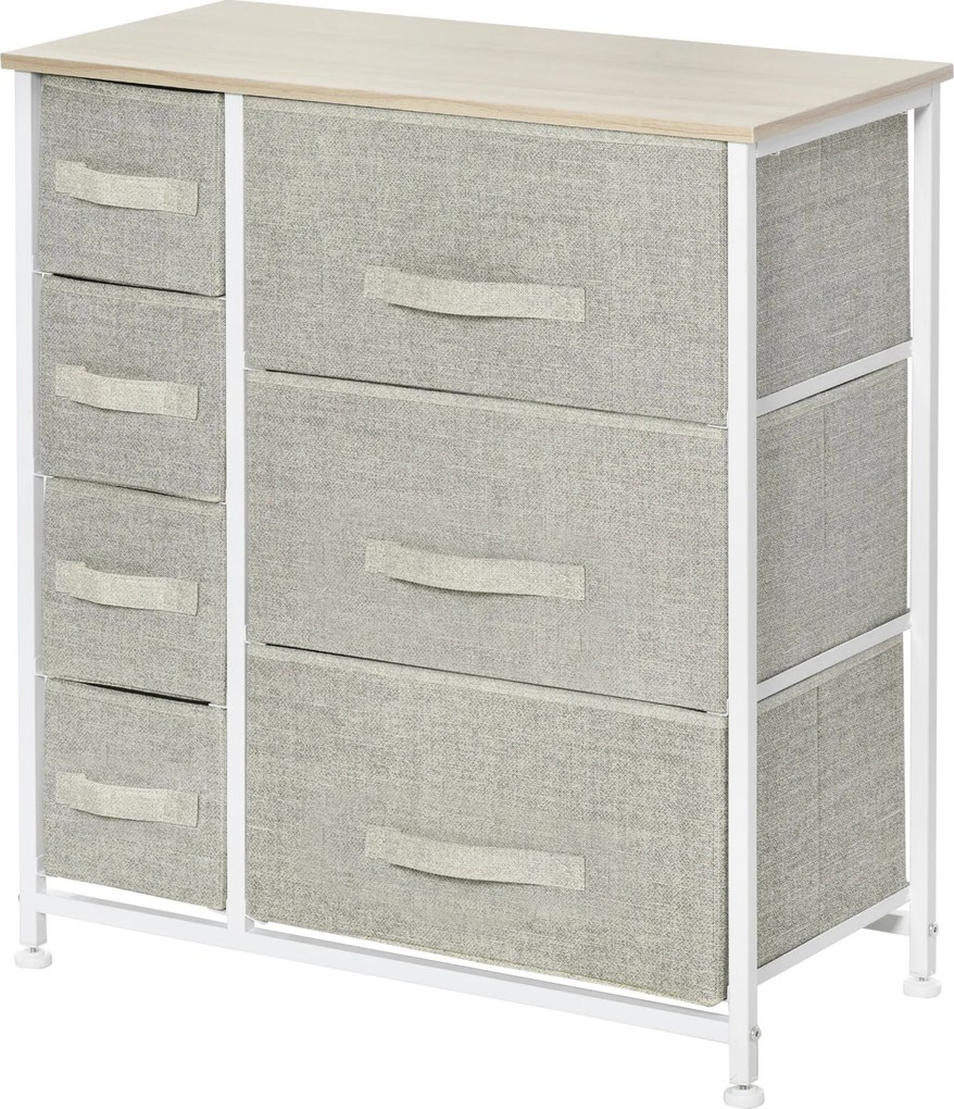 HOMCOM Komoda s 7 Úložnými Kapsami z netkané textilie pro Ložnici, Obývací Pokoj, Chodbu 63,5x30x71 cm Šedá