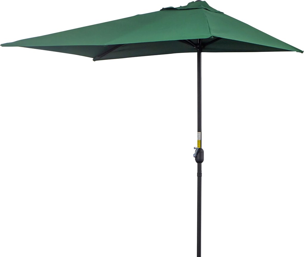 Outsunny Obdélníkový Umbrella 230x130x245 cm Závěsný Parasol Poloviční Slunečník s Kličkou UV 30+ Ochrana Vodotěsný Slunečník pro Balkon Terasu Zahrad