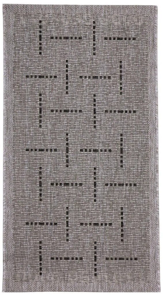 Devos Caby (DC Carpets), Kusový koberec FLOORLUX Silver/Black 20008 – na ven i na doma, 120x170, šedá, chodba / předsíň