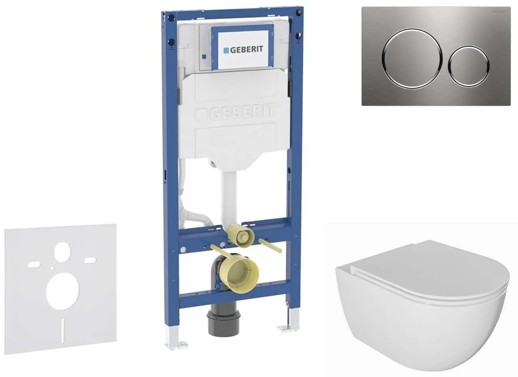 Geberit Duofix - Set předstěnové instalace, klozetu Oudee a sedátka softclose, tlačítko Sigma20, nerez SANI11CA6101B