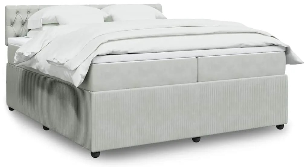 Box spring postel s matrací světle šedá 200x200 cm samet 3287836