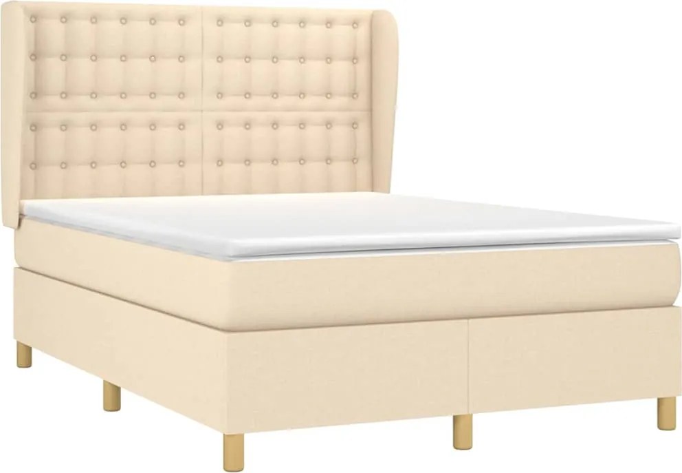 Box spring postel s matrací krémová 140x190 cm textil 3128842