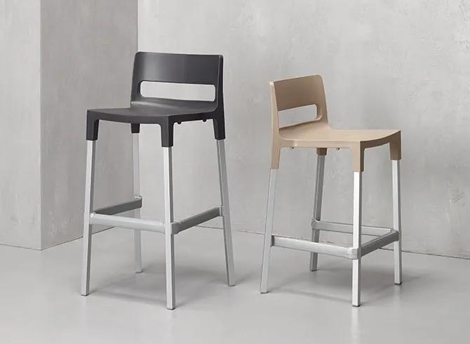 SCAB - Barová židle DIVO vysoká - béžová/hliník