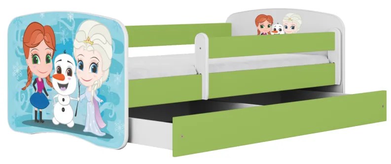 Dětská postel Babydreams Sněhové princezny zelená