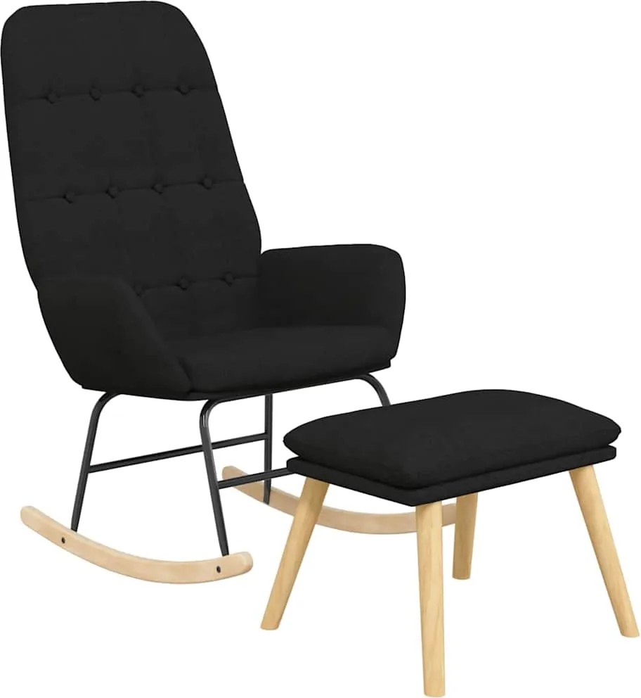 Houpací křeslo s podnožkou černé textil 3097710