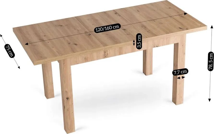 Jídelní stůl Nagoma, dub artisan